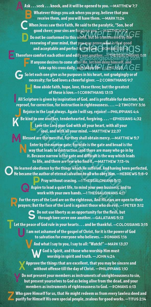 ABC's of Faith (Pack of 10) Info-Cards or Oversize Bookmarks | Glad ...