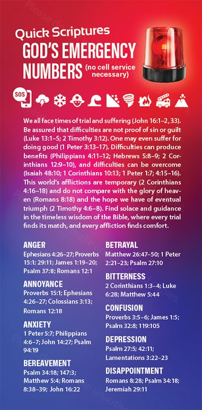 Quick Scriptures God's Emergency Numbers - No Cell Service Necessary ...