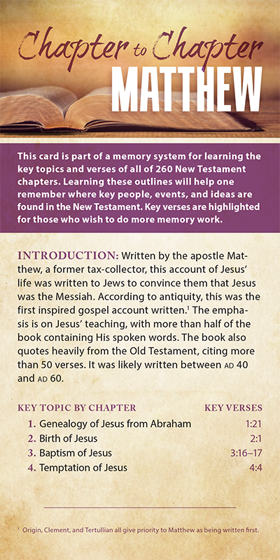 Chapter to Chapter - Matthew (Pack of 10) Info-Cards or Oversize ...